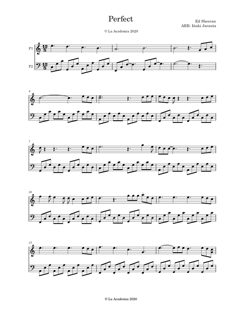 Perfect – Ed Sheeran Perfect Sheet music for Piano (Solo) | Musescore.com