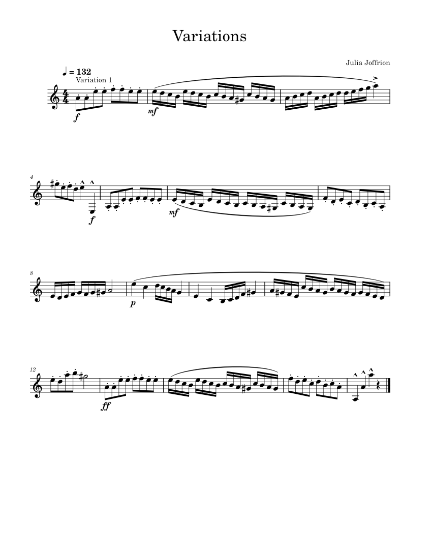 Variations Sheet music for Clarinet in b-flat (Solo) | Musescore.com