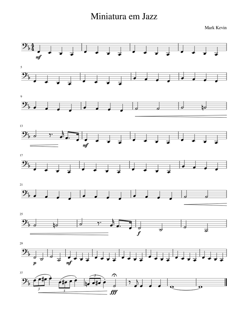 Miniatura em Jazz Sheet music for Piano, Cello (Solo) | Musescore.com