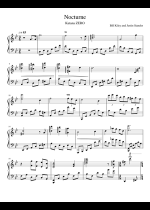 Nocturne - Katana ZERO – Justin Stander - piano tutorial