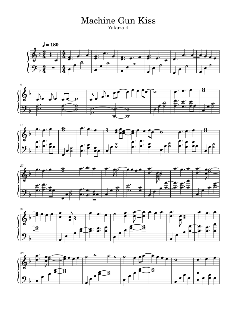 Machine Gun Kiss (full spec edition) – Misc Computer Games Sheet Music ...
