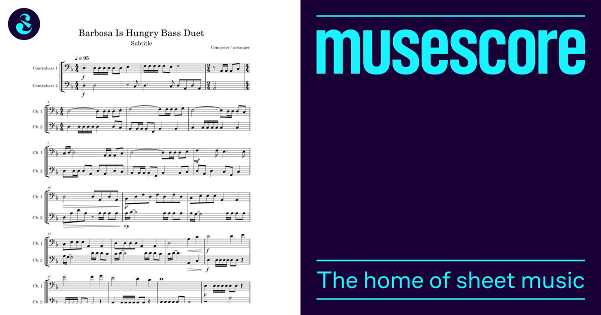 Barbosa Is Hungry Bass Duet Sheet Music for Woodwinds (other) (Woodwind ...