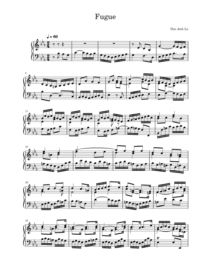 Fugue Sheet Music for Piano (Solo) | MuseScore.com