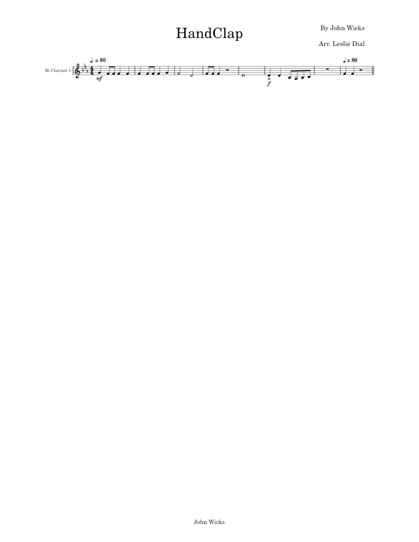 HandClap CLARINET Sheet music for Clarinet in b-flat (Solo) | Musescore.com
