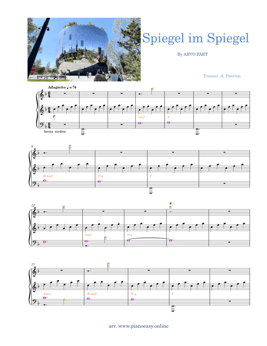 Spiegel im spiegel – Arvo Pärt Sheet music for Piano (Solo) | Musescore.com