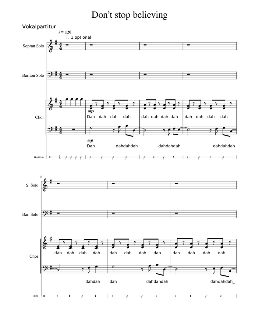 Dont_stop_believing-Chor Sheet Music for Woodblock (Solo) | MuseScore.com