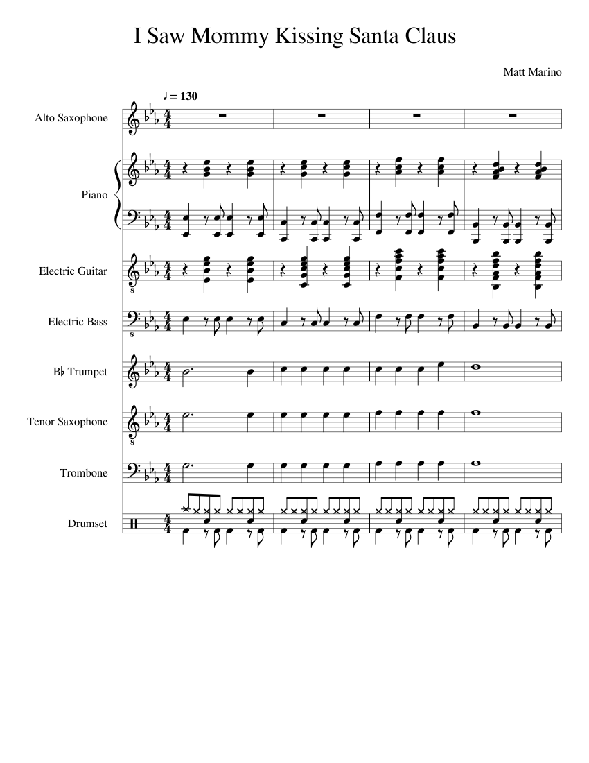 I Saw Mommy Kissing Santa Claus Sheet Music for Piano, Trombone ...