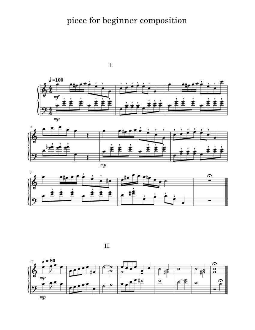 piece for beginner composition Sheet music for Piano (Solo) Easy ...
