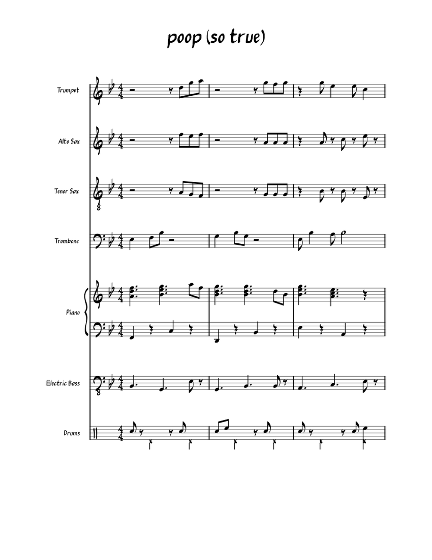 poop (so true) Sheet music for Piano, Trombone, Saxophone alto ...
