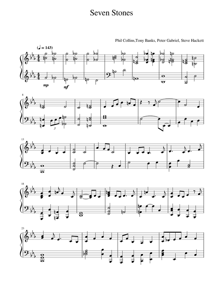 Seven stones – Genesis Sheet music for Piano (Solo) | Musescore.com