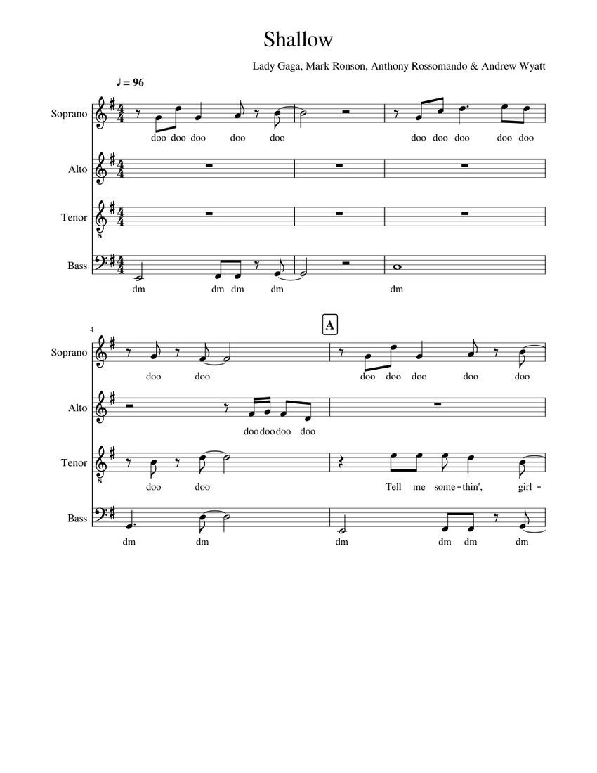 Shallow Sheet Music for Piano (Mixed Quartet) | MuseScore.com