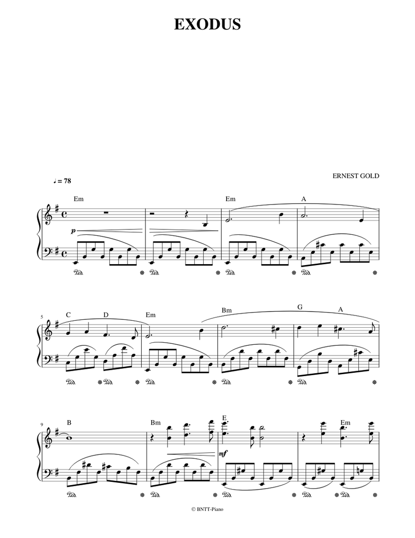 EXODUS Sheet music for Piano (Solo) | Musescore.com