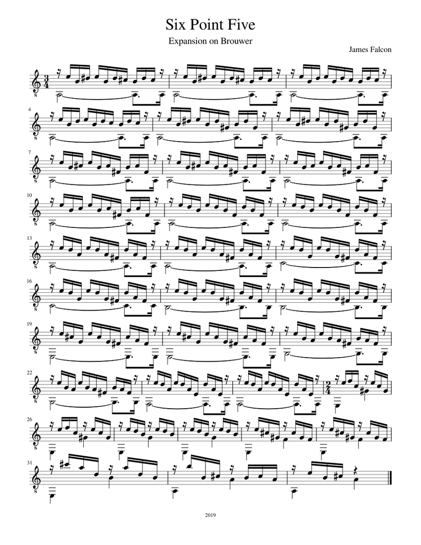 Six Point Five Sheet music for Guitar (String Methods & Exercises ...