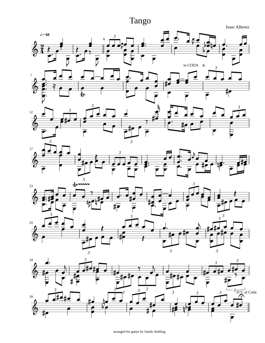 Tango - Isaac Albeniz Sheet Music for Guitar (Solo) | MuseScore.com