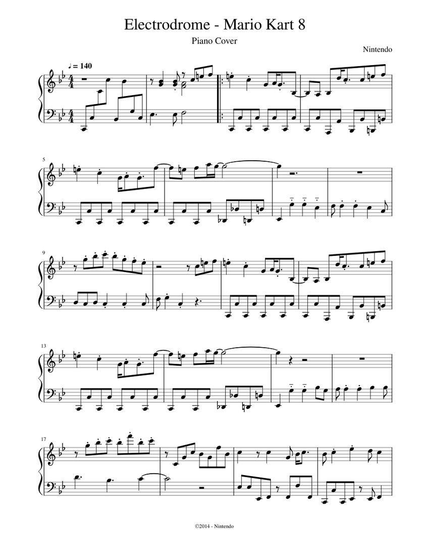 Electrodrome - Mario Kart 8 Sheet Music for Piano (Solo) | MuseScore.com