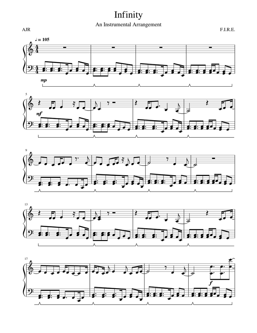 AJR - Infinity Sheet music for Piano (Solo) | Musescore.com