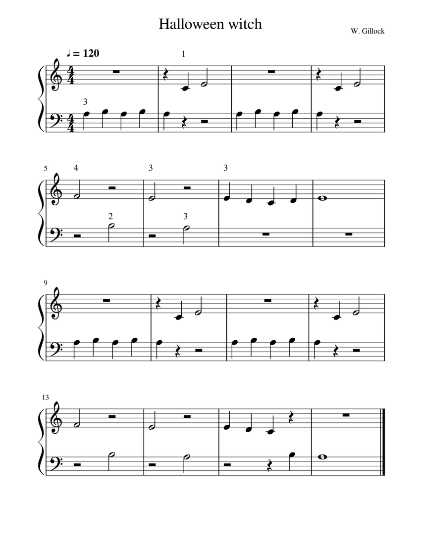 5 Halloween witch Sheet Music for Piano (Solo) Easy | MuseScore.com