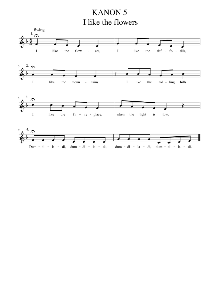 I Like The Flowers - Misc Traditional Sheet Music for Piano (Solo) Easy ...