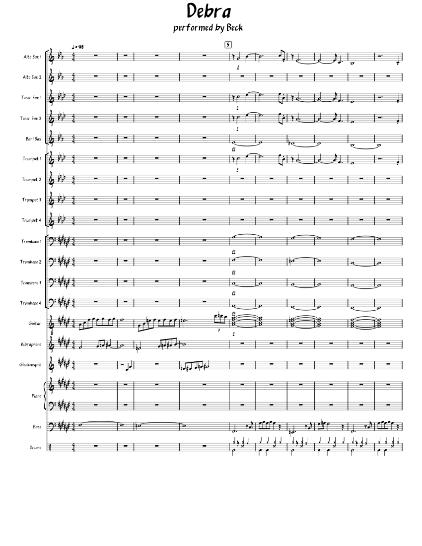 Debra by Beck Sheet Music for Piano, Trombone, Saxophone alto ...