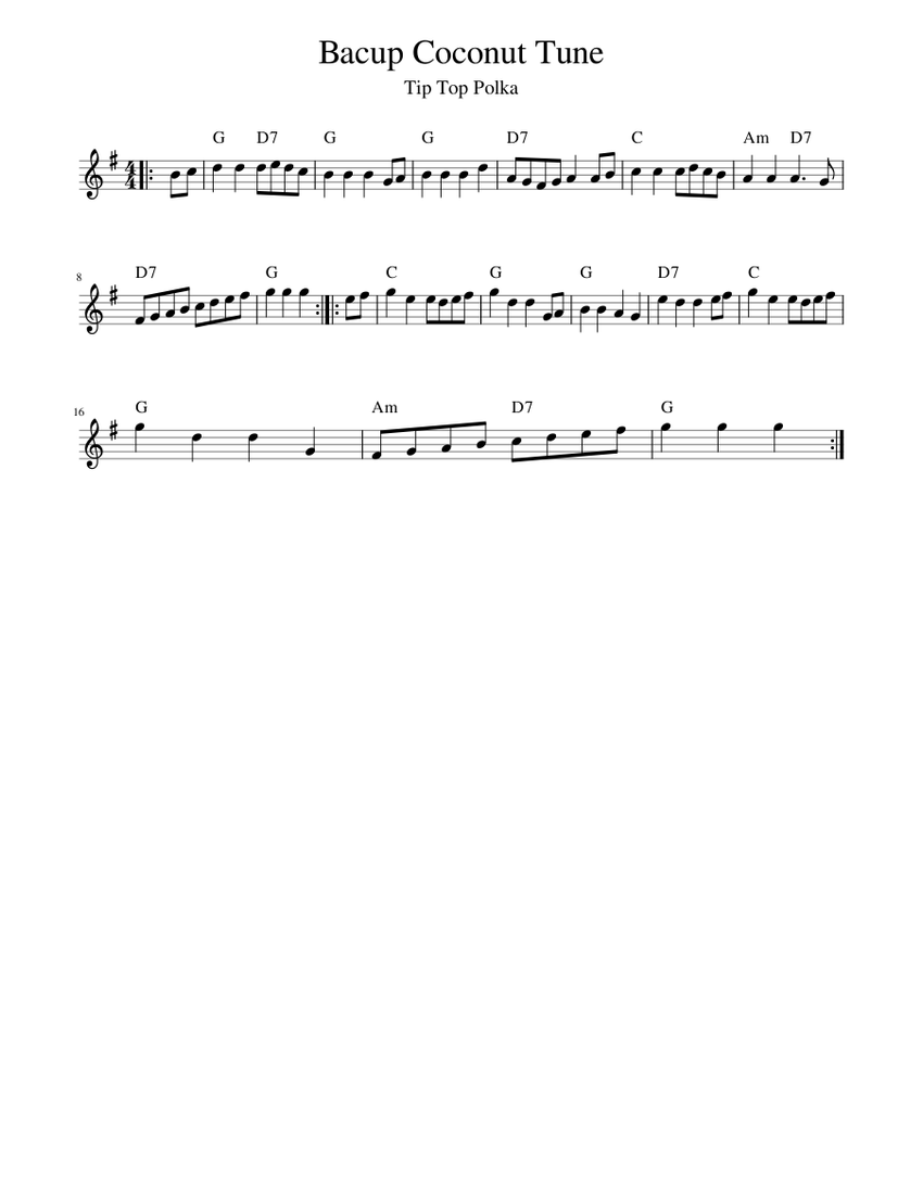 Bacup Coconut Tune Sheet music for Piano (Solo) | Musescore.com