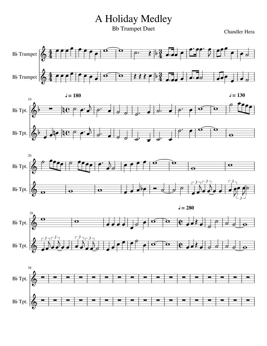 A Holiday Medley Trumpet duet Sheet music for Trumpet in b-flat (Brass Duet) | Musescore.com