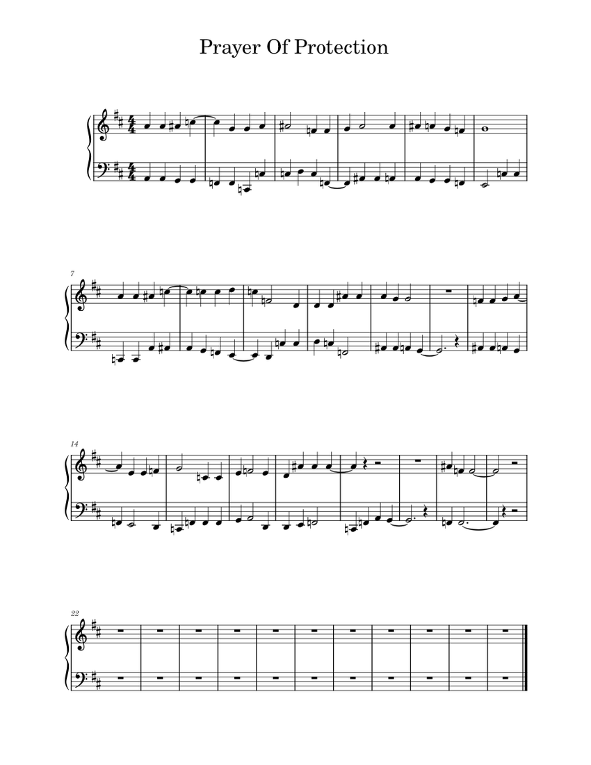 Prayer Of Protection Sheet Music for Piano (Solo) Easy | MuseScore.com