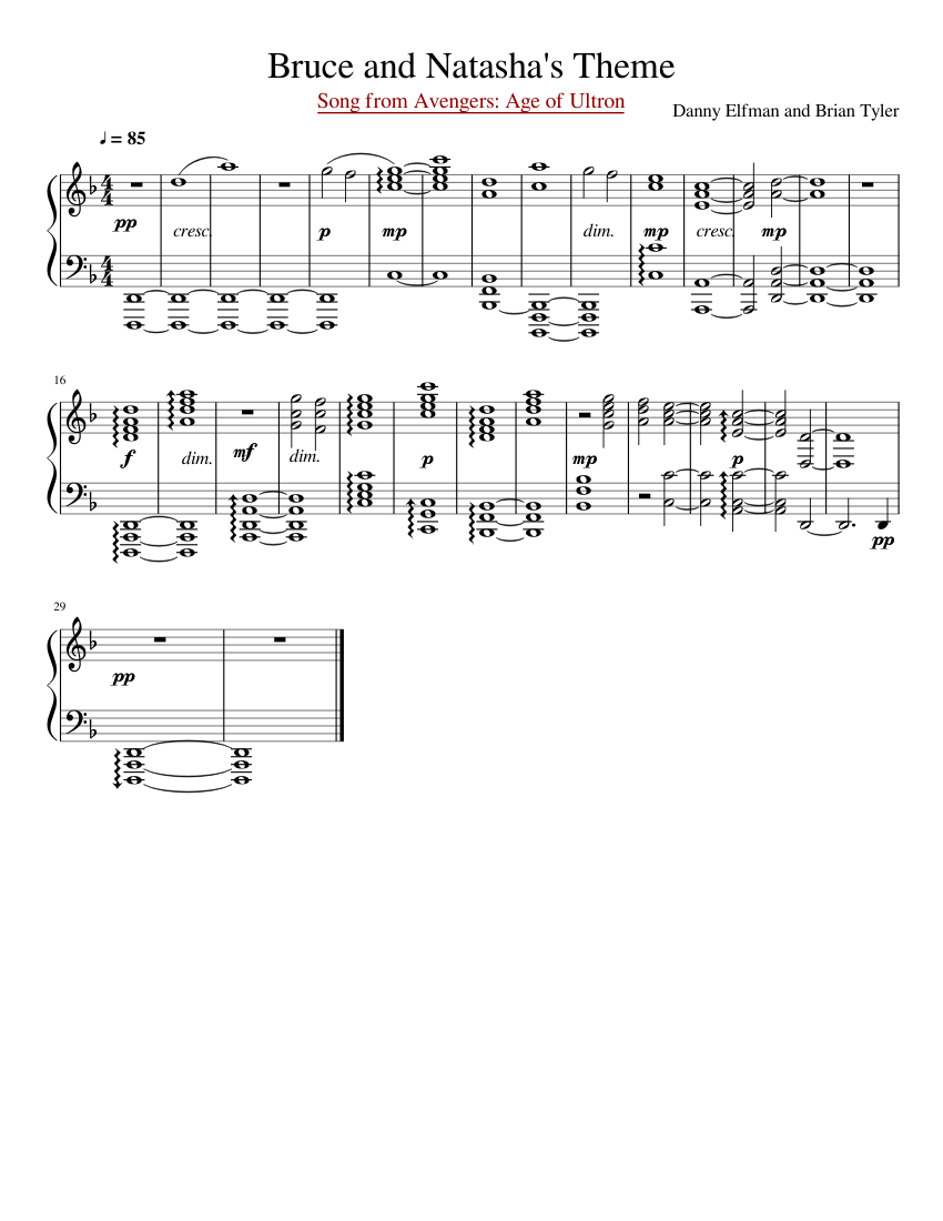 Bruce and Natasha's Theme Sheet music for Piano (Solo) Easy | Musescore.com