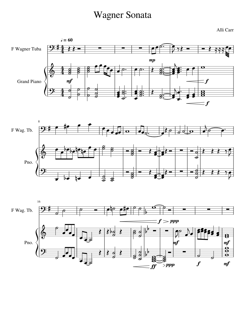 Wagner Sonata Sheet music for Piano, Brass (other) (Solo) | Musescore.com