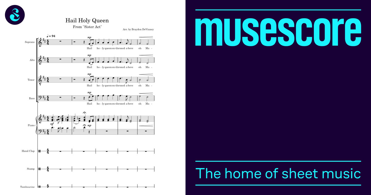 Hail Holy Queen Sheet Music for Piano, Bass guitar, Drum group ...
