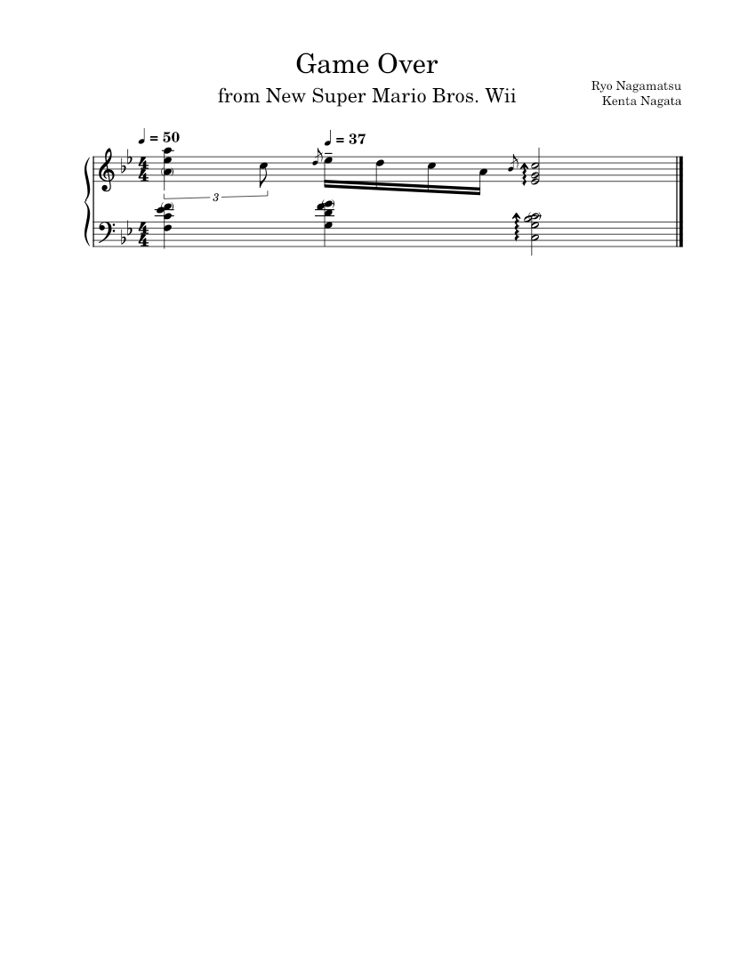 Game Over Theme New Super Mario Bros. Wii – Shiho Fujii, Ryo Nagamatsu ...
