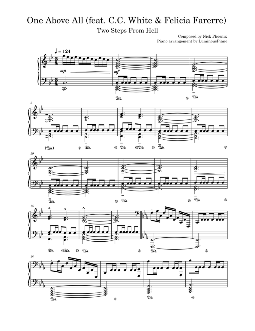 One Above All – Two Steps From Hell - Unleashed - piano tutorial