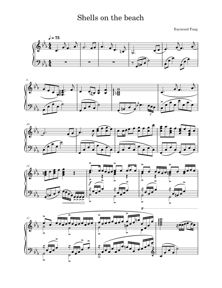 Shells on the beach - Raymond Fang Sheet music for Piano (Solo ...