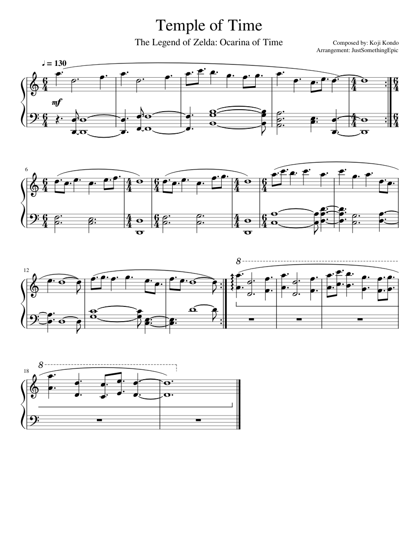Ocarina of Time: Song of Time Sheet Music for Piano (Solo) | MuseScore.com