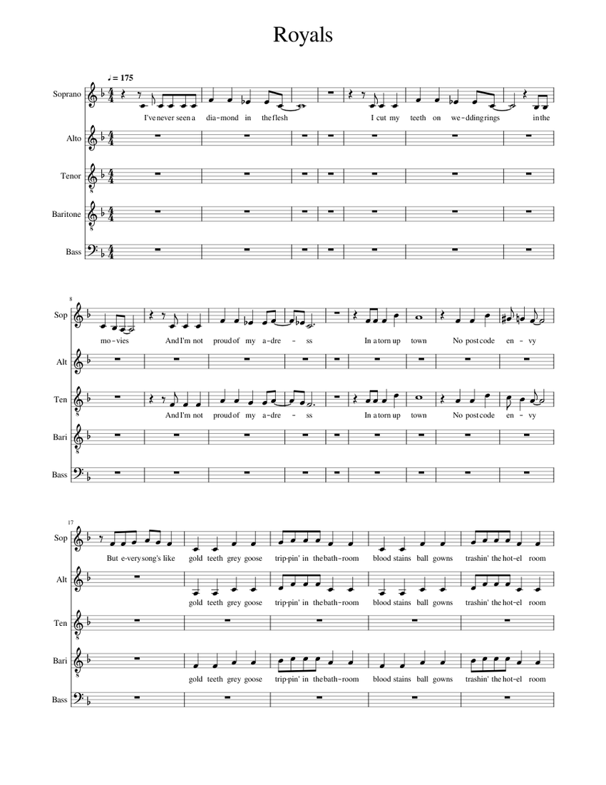 Royals Sheet music for Piano (Mixed Quintet) | Musescore.com