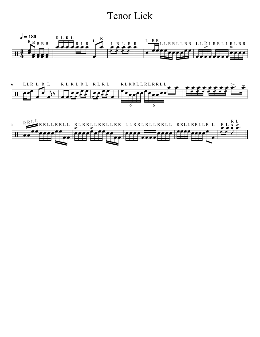 Tenor Lick Sheet music for Tenor drum (Solo) | Musescore.com