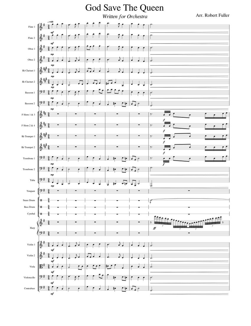God Save The Queen Sheet Music for Trombone, Tuba, Flute, Oboe & more ...