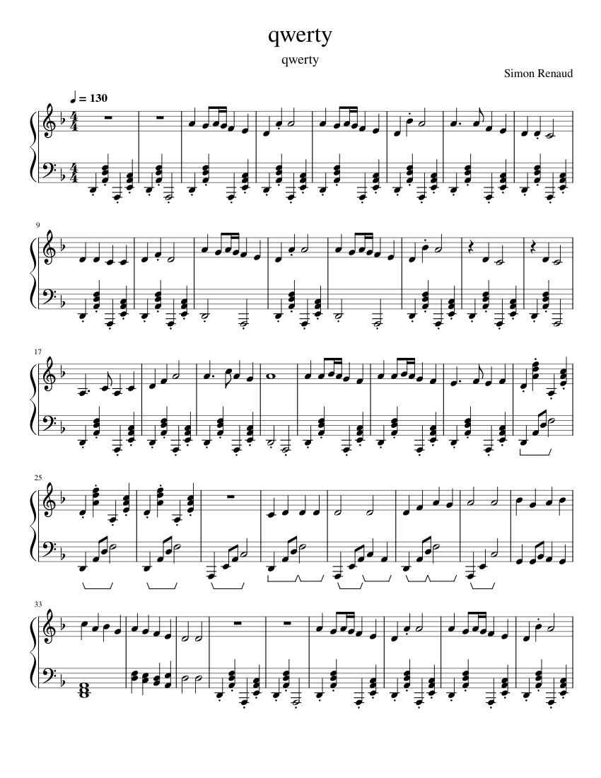 qwerty Sheet Music for Piano (Solo) easy | MuseScore.com