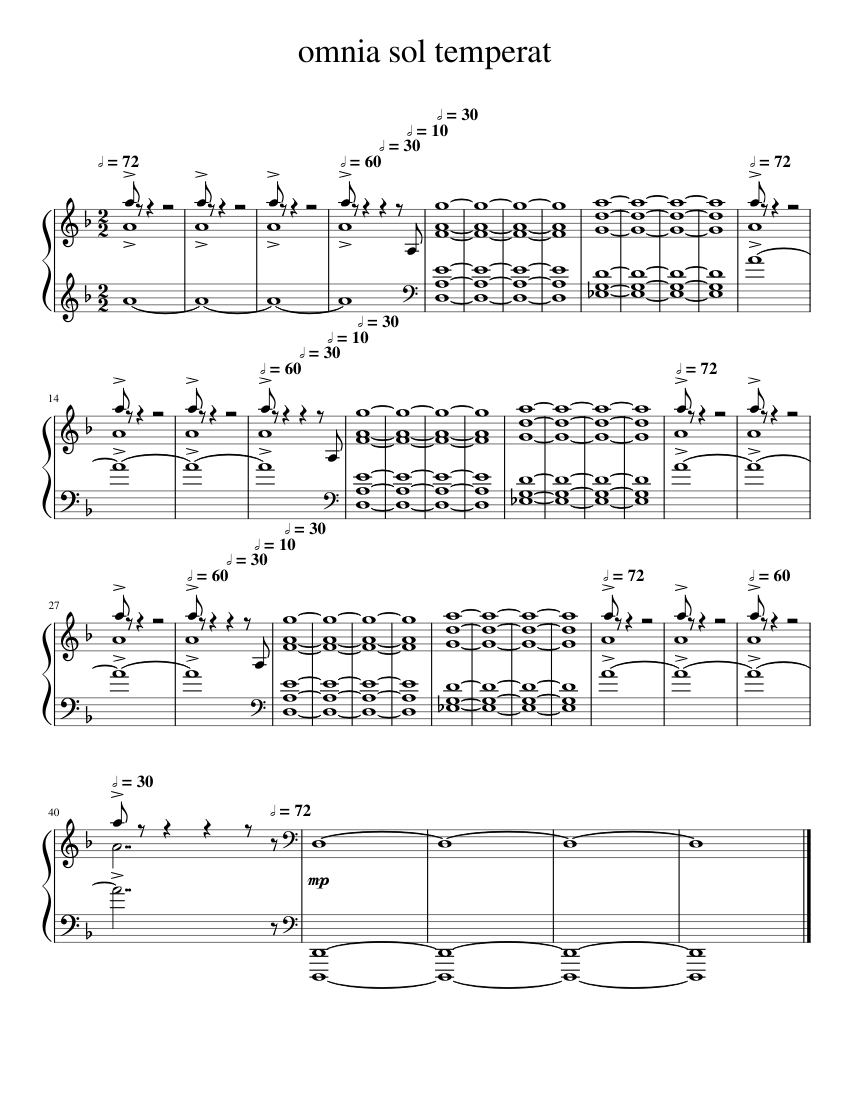 omnia sol temperat Sheet music for Piano (Solo) Easy | Musescore.com
