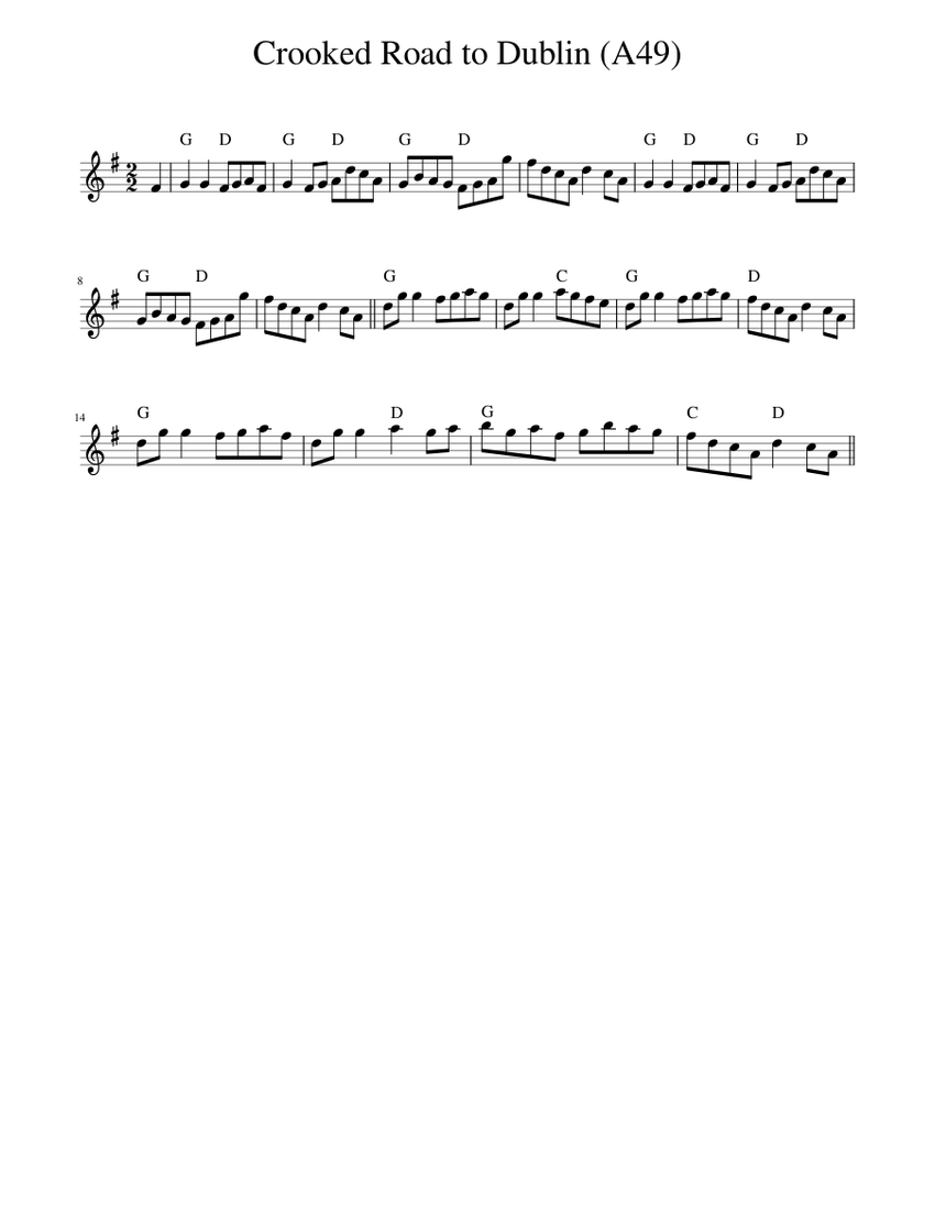Crooked Road to Dublin (A49) Sheet music for Piano (Solo) Easy ...