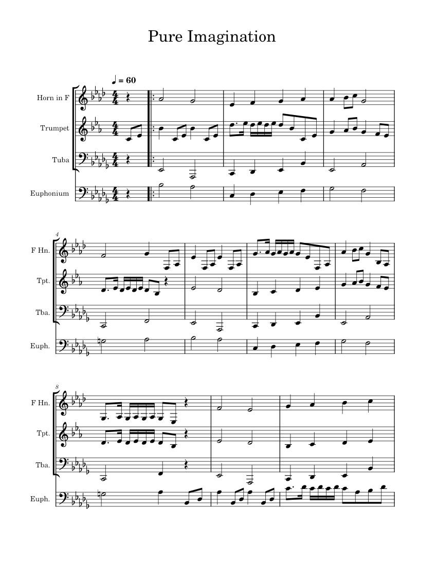 Pure Imagination Sheet music for Euphonium, Tuba, French horn, Trumpet ...
