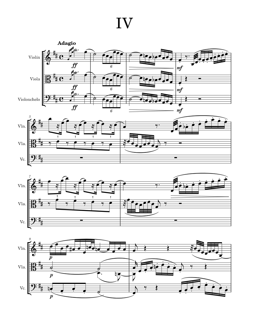 Fourth movement Sheet music for Violin, Viola, Cello (String Trio ...