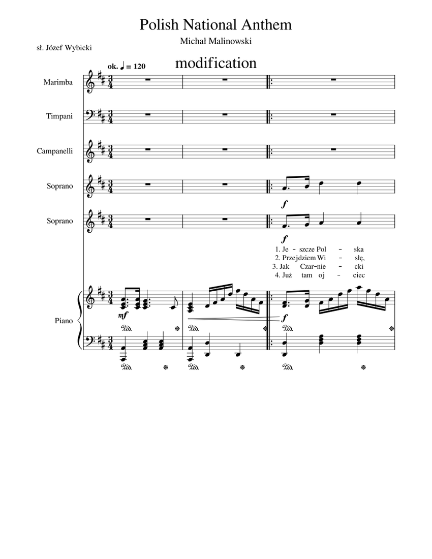 Polish_National_Anthem_modification Sheet music for Piano, Soprano ...