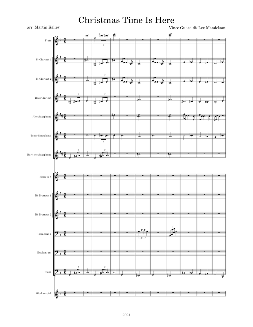 Christmas Time Is Here Sheet Music for Trombone, Euphonium, Tuba, Flute ...