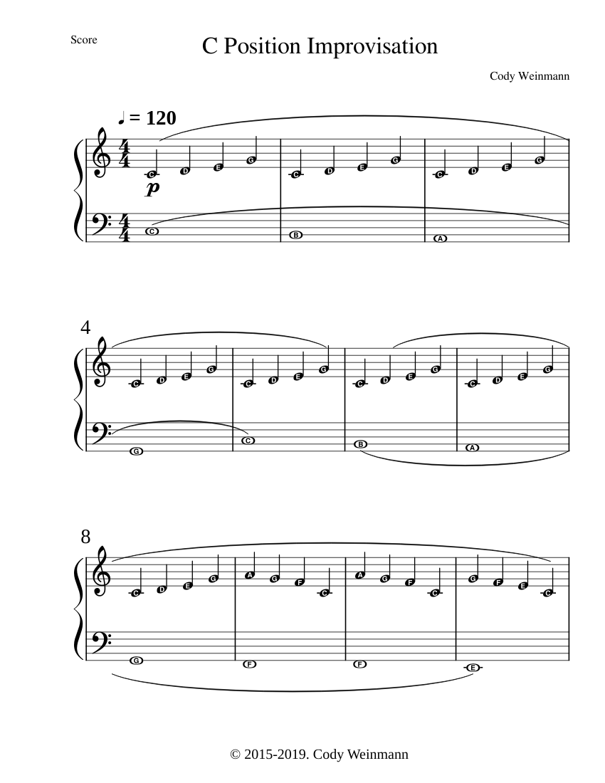 C Position Improvisation Sheet Music for Piano (Solo) Easy | MuseScore.com