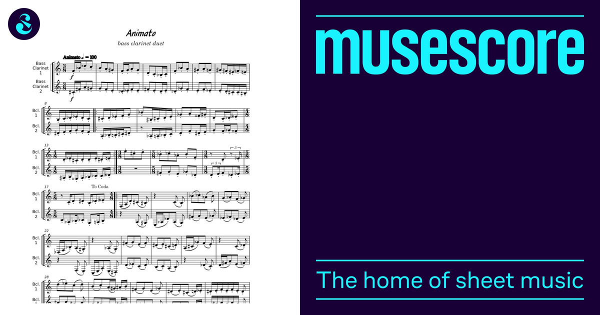 Animato Sheet Music for Clarinet other (Woodwind Duet) | MuseScore.com