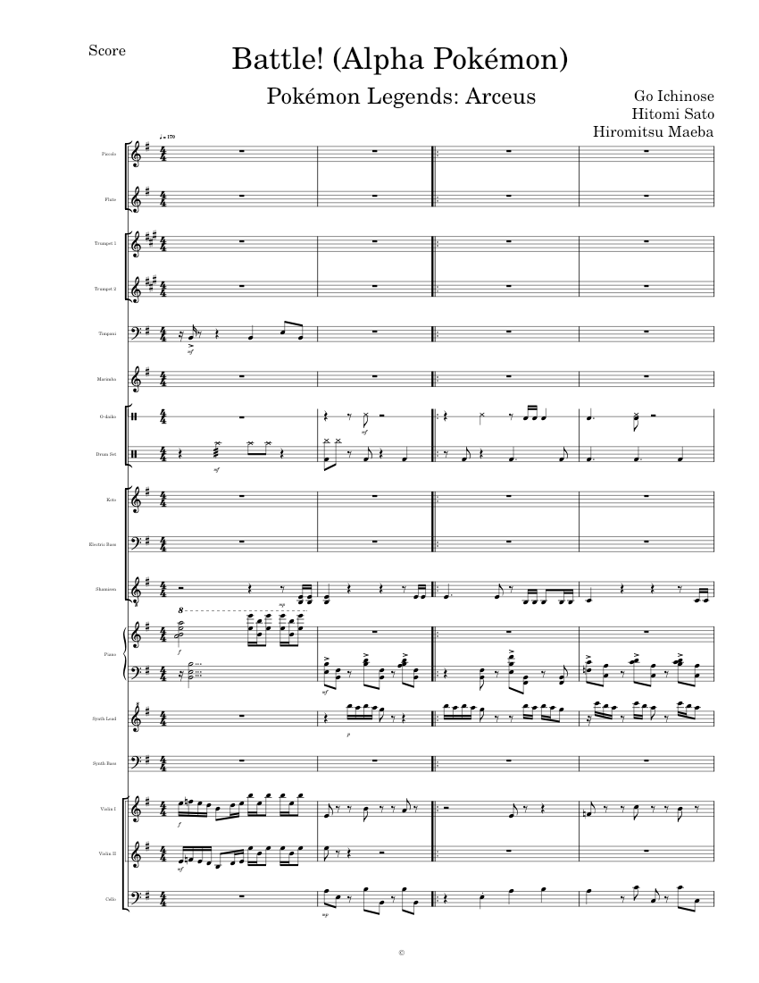 Battle! (Alpha Pokémon) (Pokémon Legends: Arceus) - Transcribed Score ...