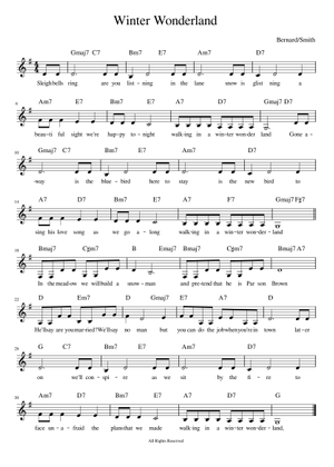 Winter Wonderland [lead sheet - C] – Felix Bernard, Dick Smith Sheet ...