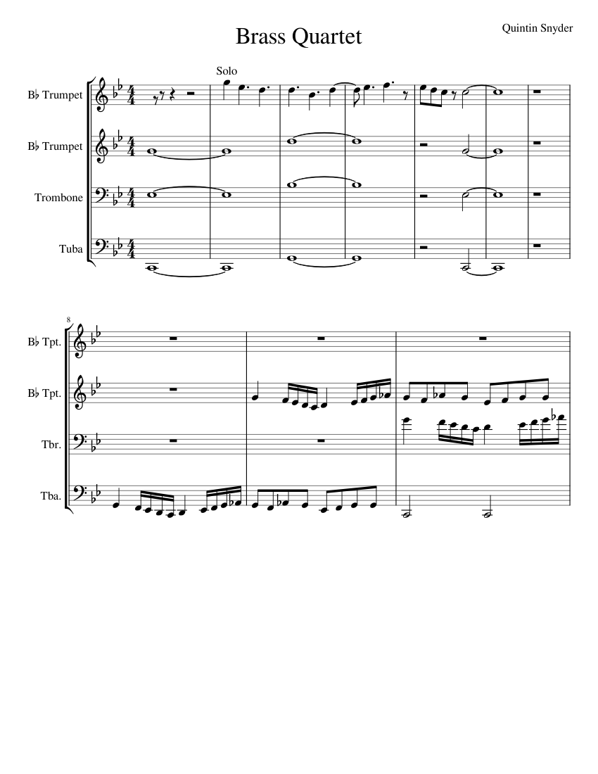 Brass Quartet Sheet music for Trombone, Tuba, Trumpet in b-flat (Mixed ...