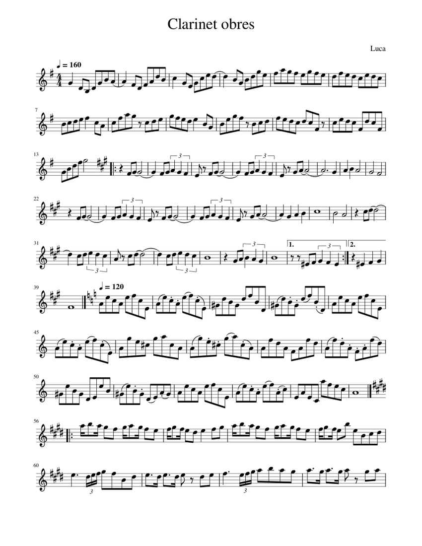 Clarinet obres Sheet music for Clarinet in b-flat (Woodwind Ensemble ...