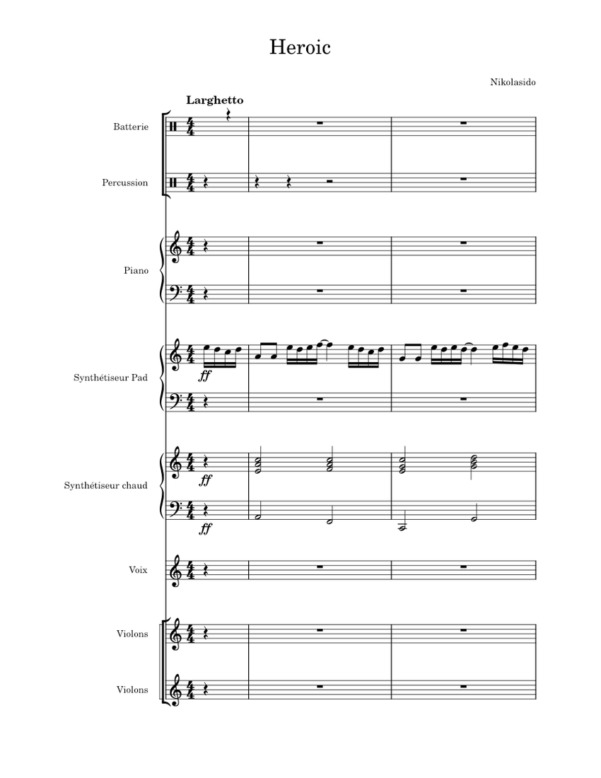 Heroic (revised) Sheet music for Piano, Vocals, Drum group, Strings ...
